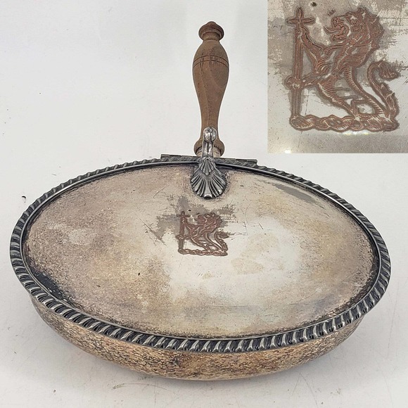 Dining | Vintage Silver Plated Silent Butler Pan Crumb Catcher W Wood ...